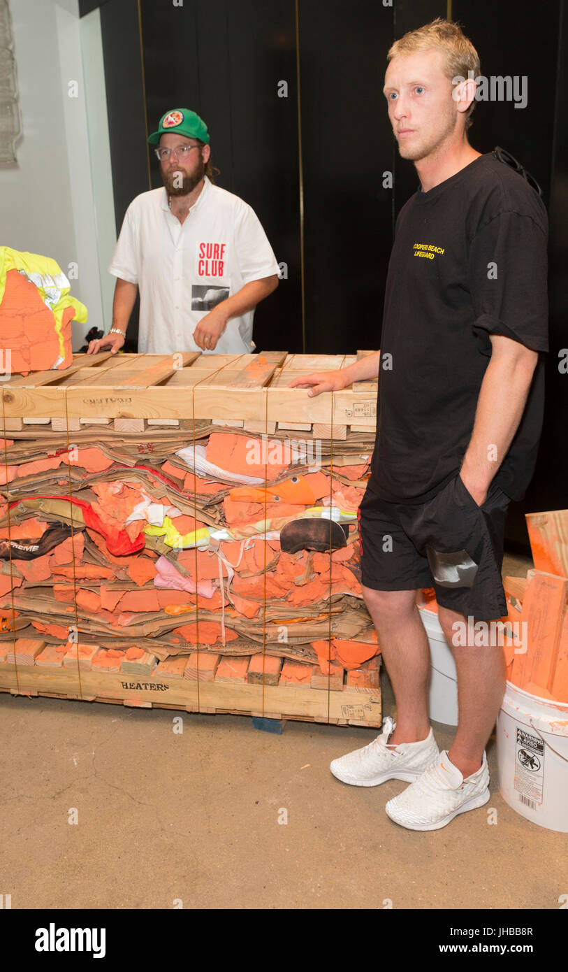 New York, NY USA - July 12, 2017: John Margaritis (L) attends in store ...