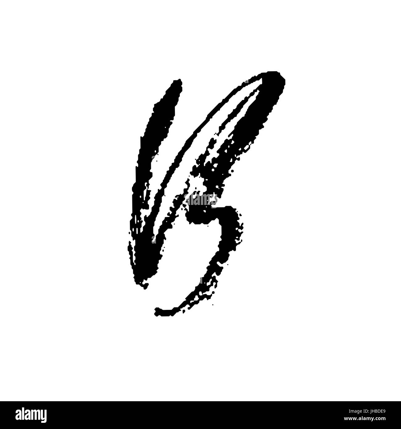 Letter b. Handwritten by dry brush. Rough strokes font. Vector ...