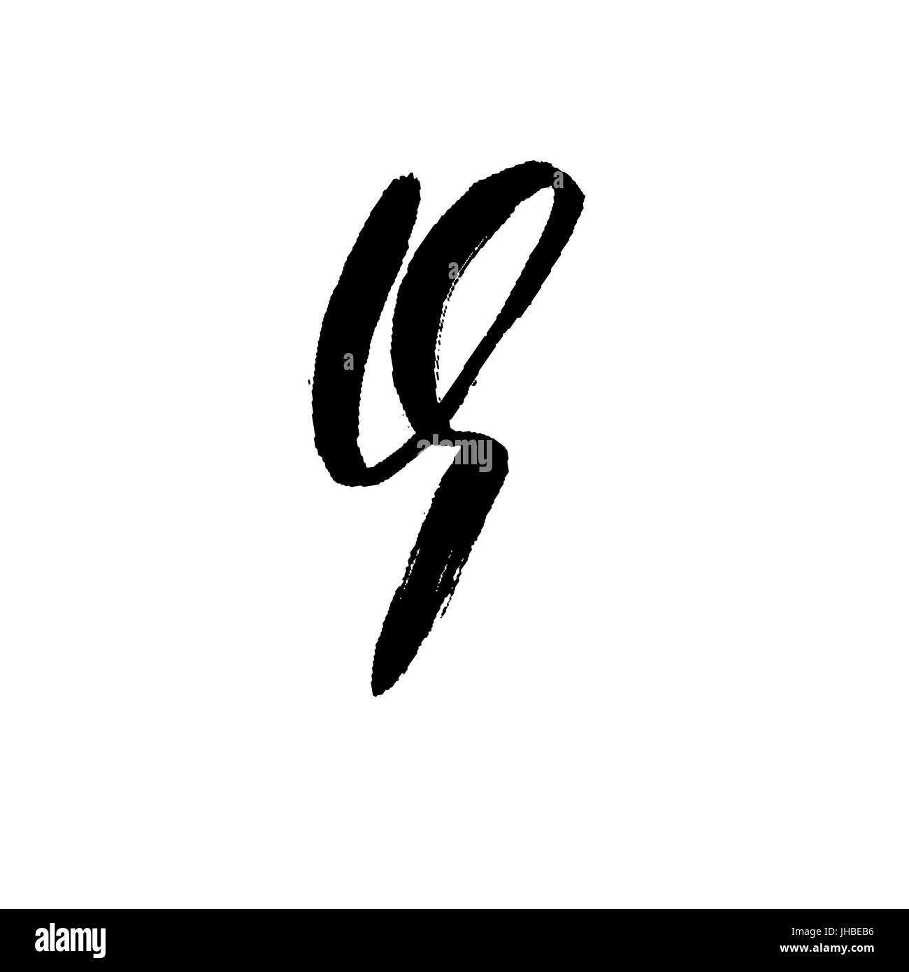 Letter Q. Handwritten by dry brush. Rough strokes font. Vector ...