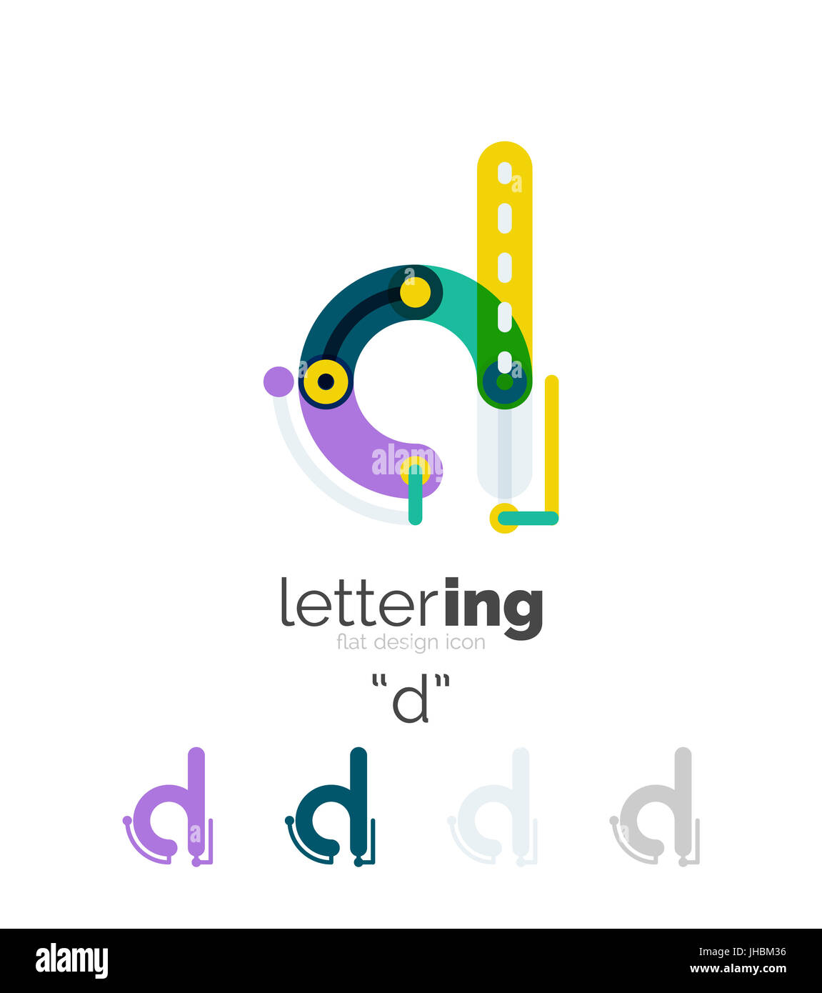 Letter logo line concept isolated on white. Connected color segments ...