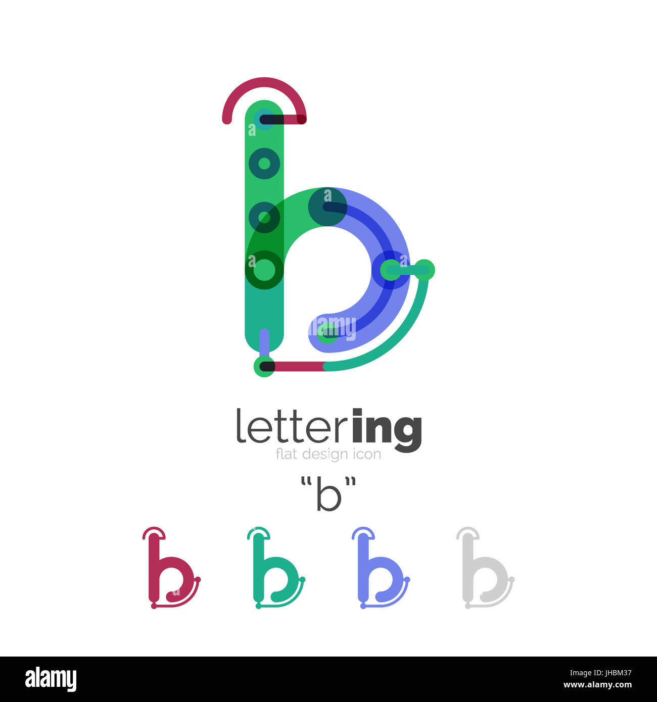 Letter logo line concept isolated on white. Connected color segments ...