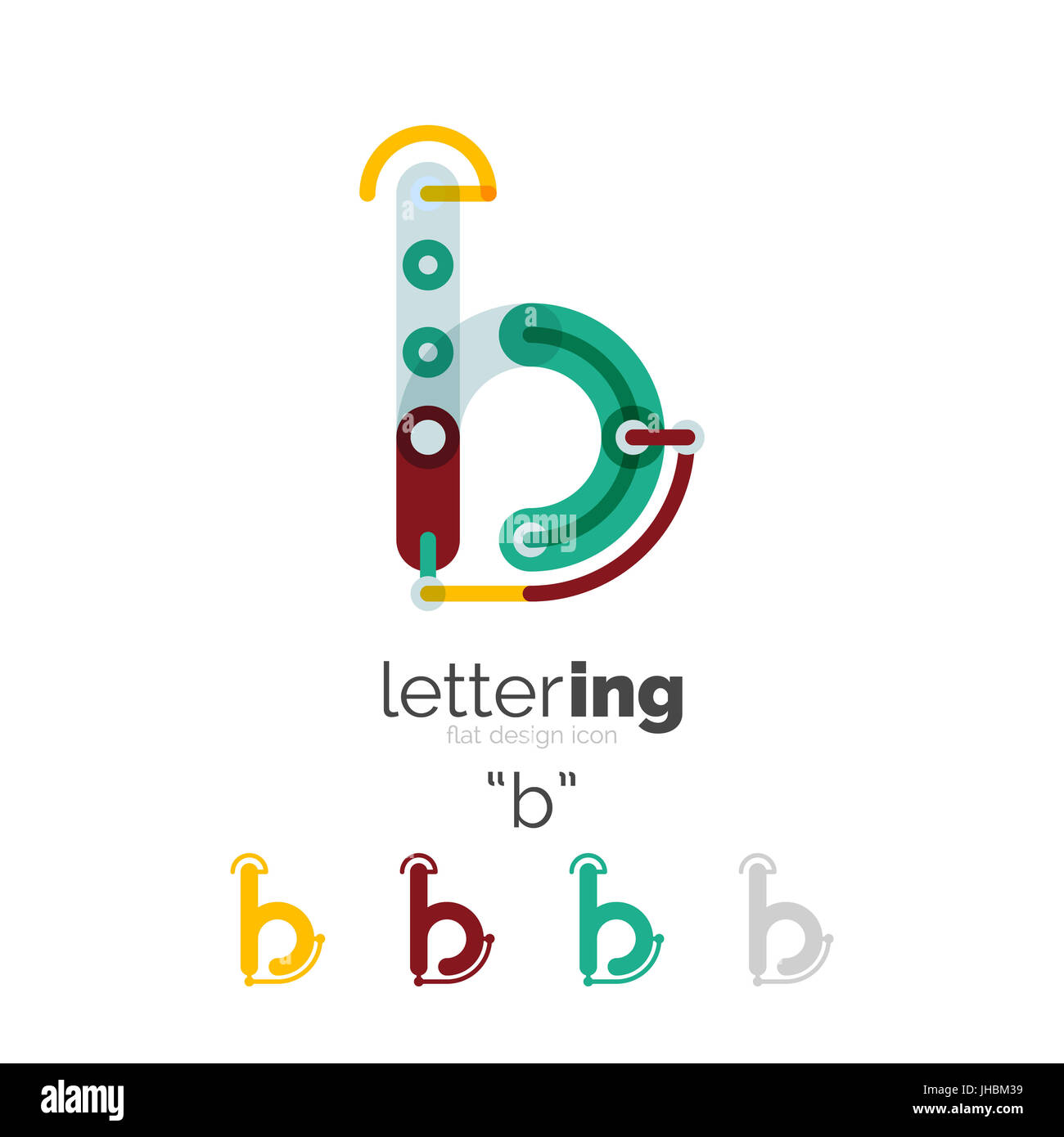 Letter logo line concept isolated on white. Connected color segments ...