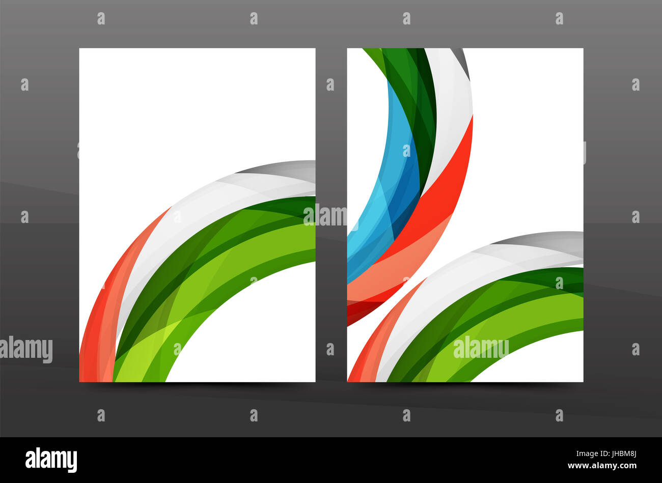 Color waves abstract background geometric A4 business print template ...