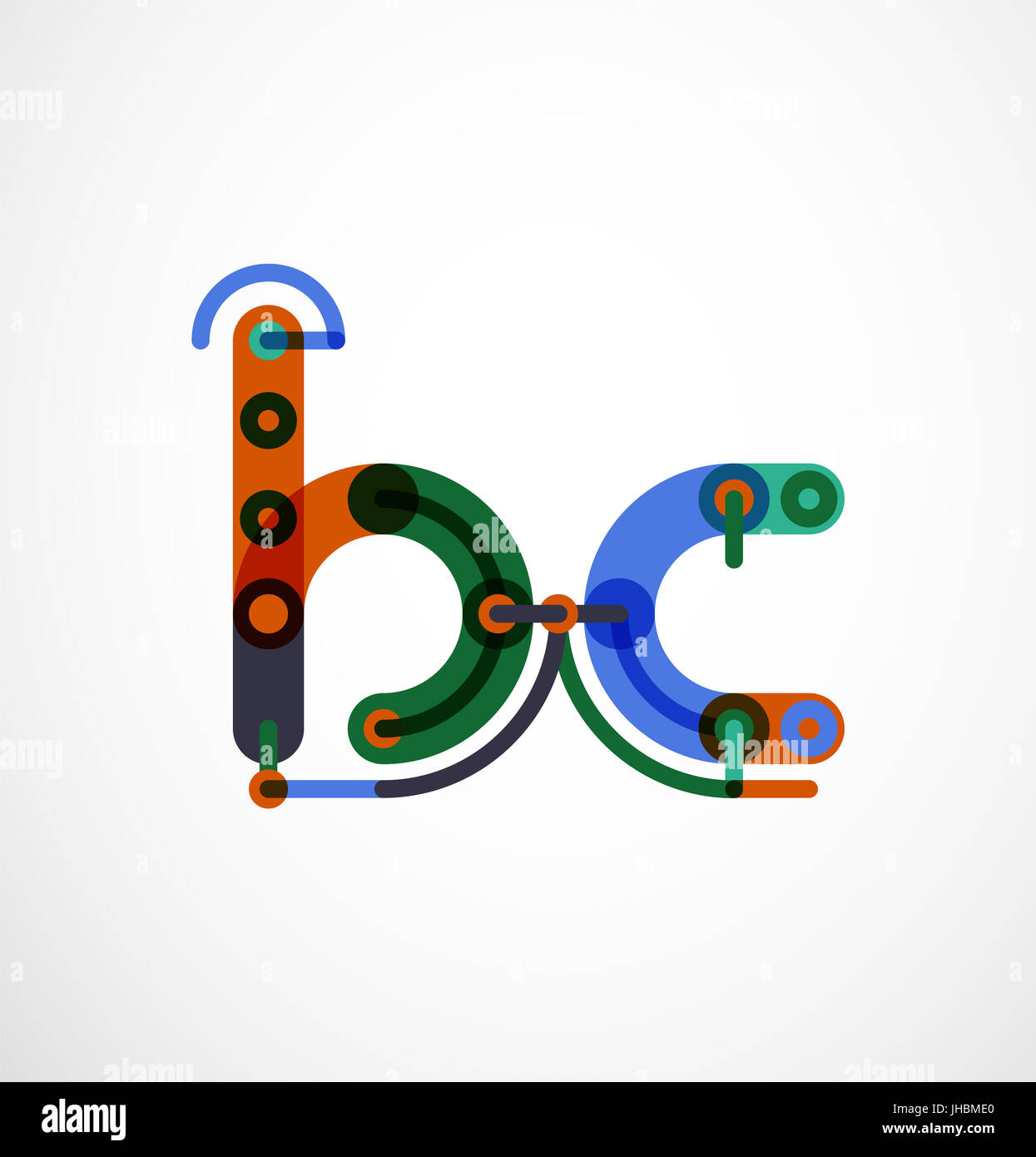 Linear initial letters, logo branding concept, cartoon funny style ...