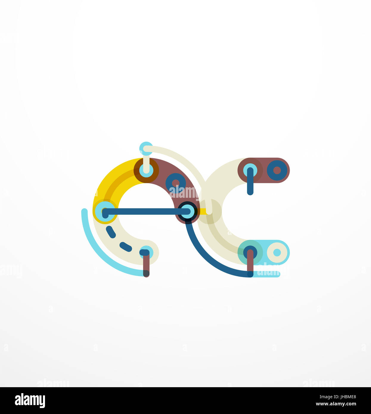 Linear initial letters, logo branding concept, cartoon funny style ...