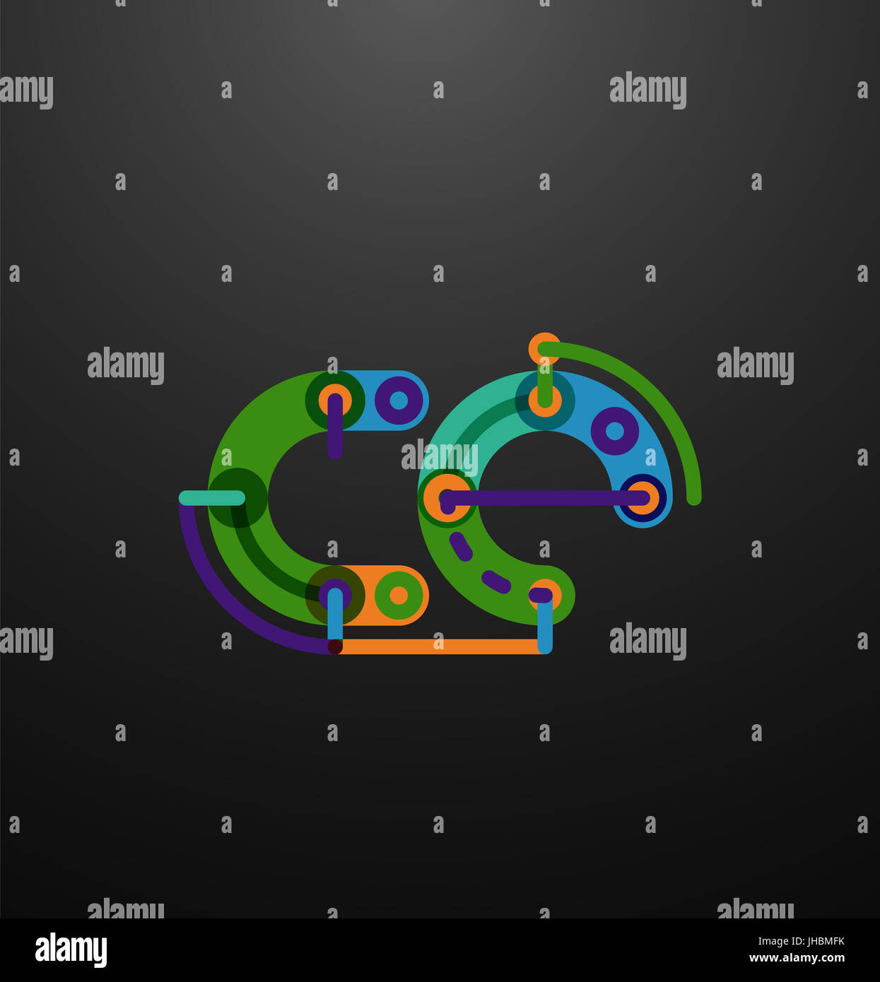 Company branding logo of initial letters on black. Flat cartoon ...