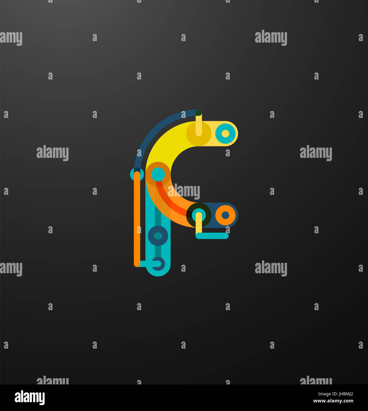 Company branding logo of initial letters on black. Flat cartoon ...