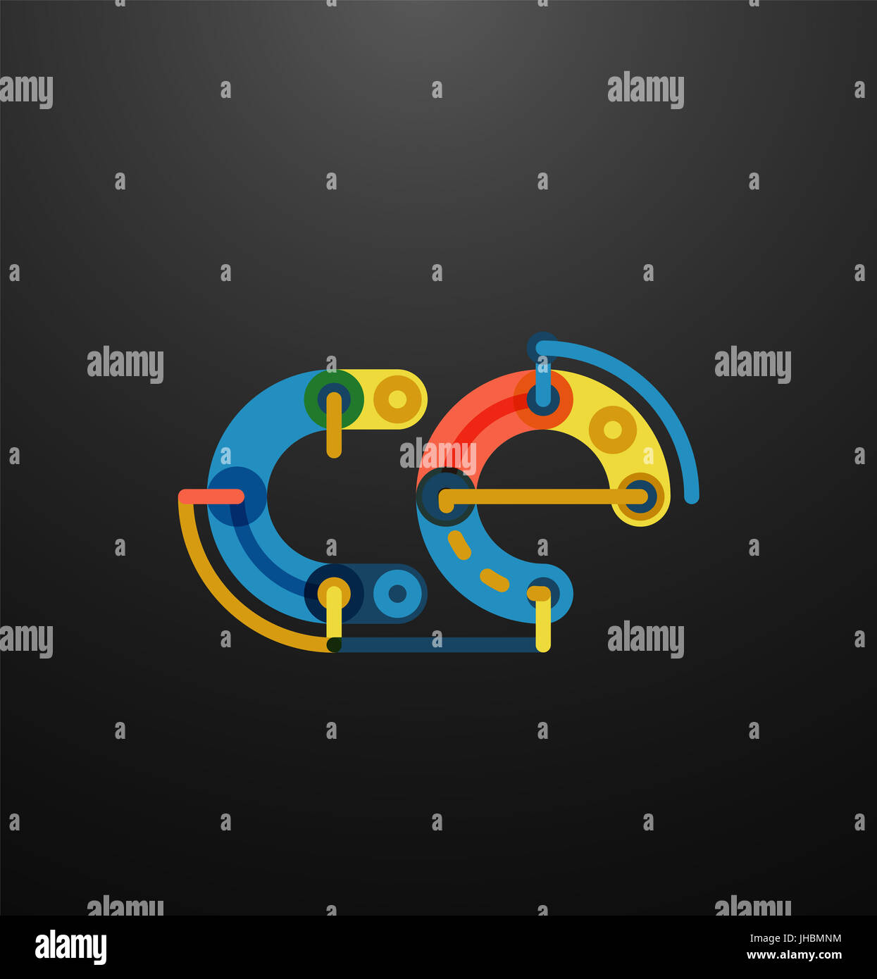 Cartoon linear letters icons. Modern funny logo concept Stock Photo - Alamy