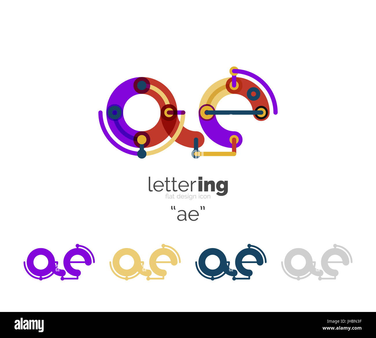 Linear initial letters, logo branding concept, cartoon funny style ...