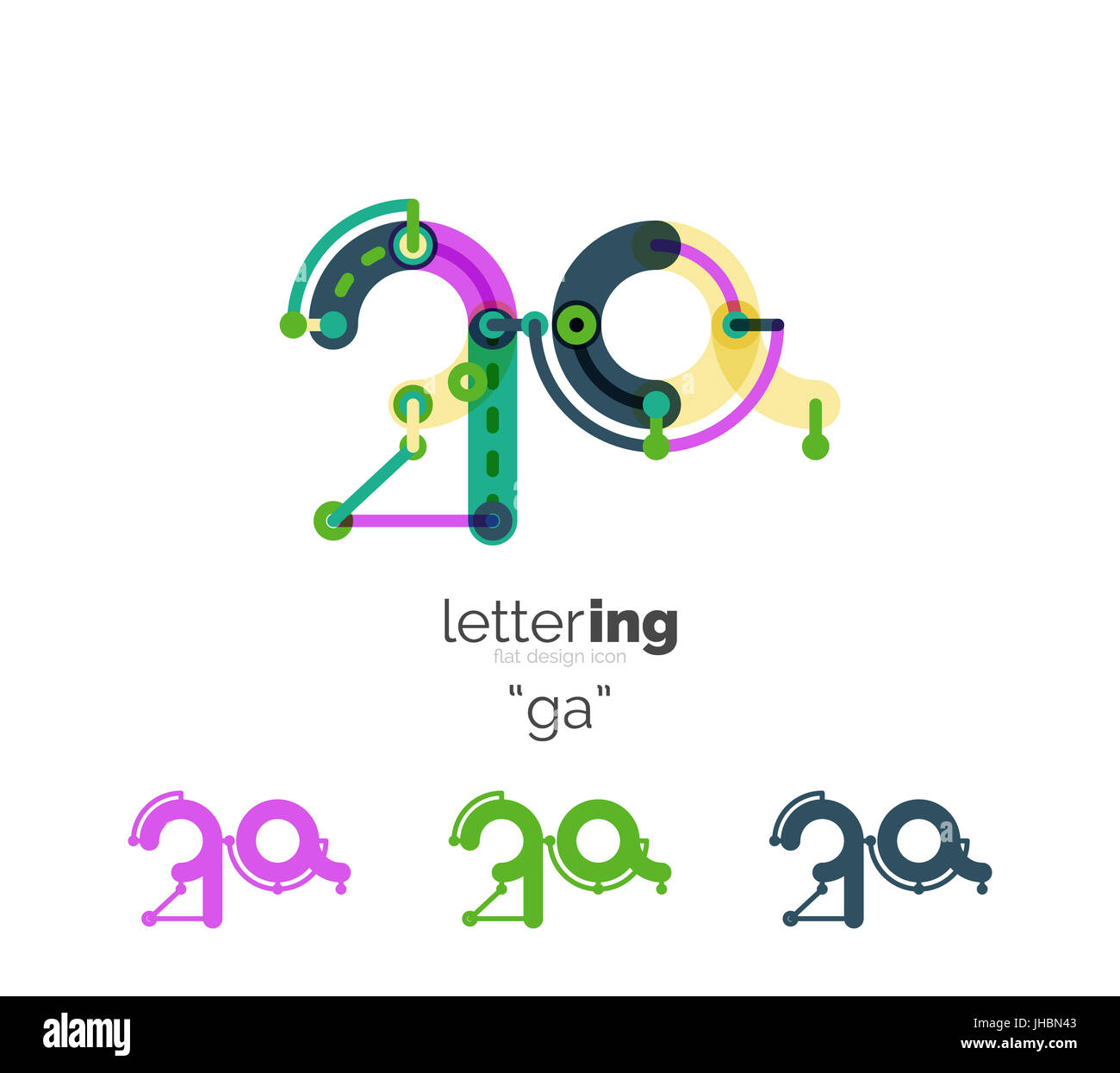 Linear initial letters, logo branding concept, cartoon funny style ...