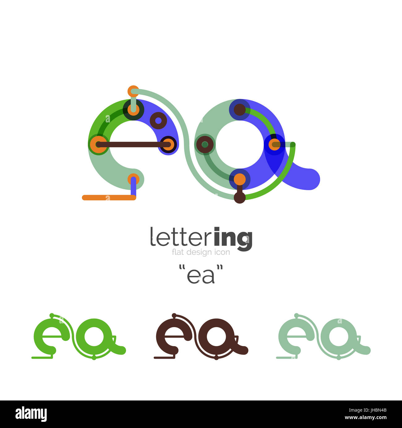 Linear initial letters, logo branding concept, cartoon funny style ...