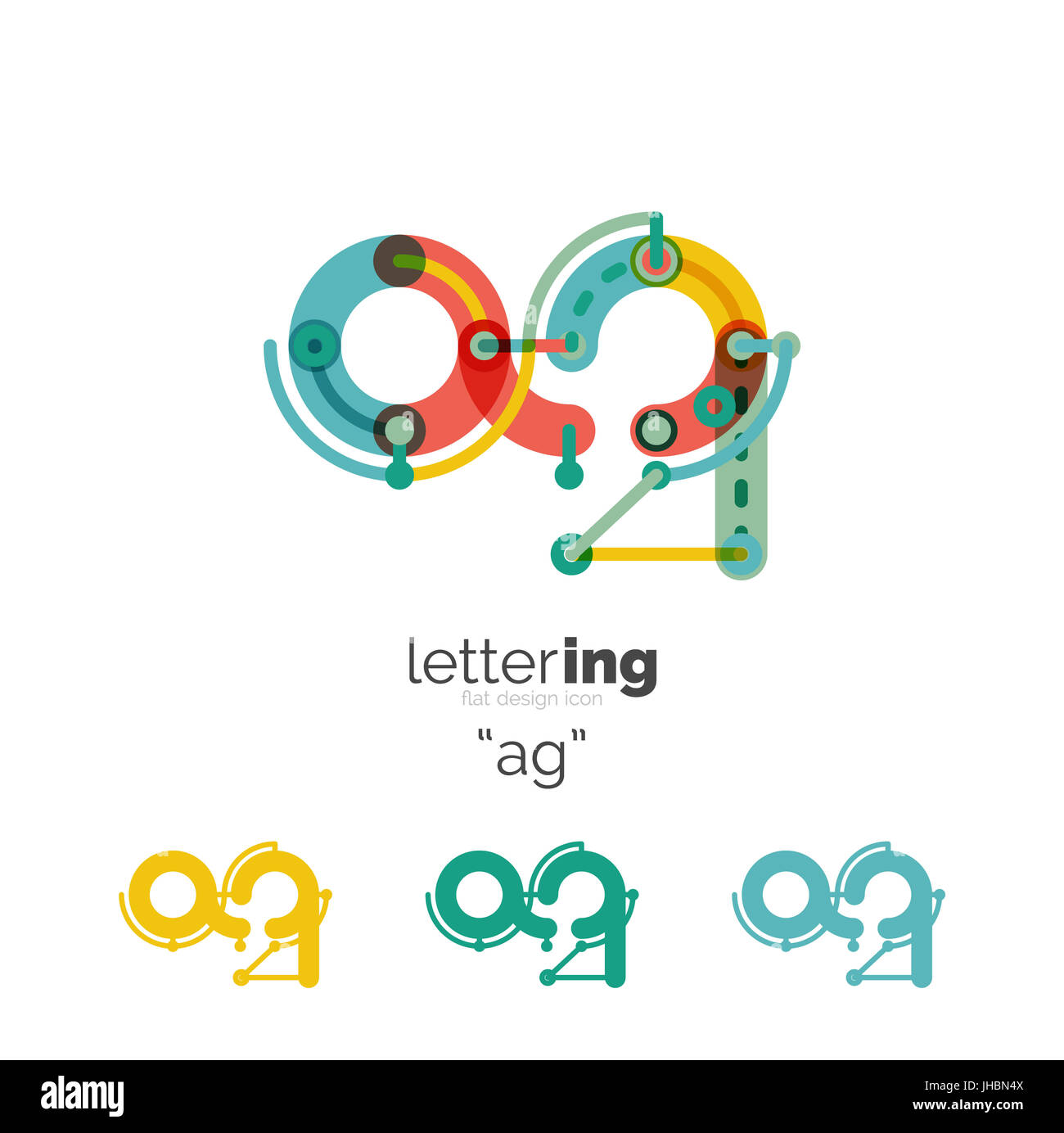 Linear initial letters, logo branding concept, cartoon funny style ...