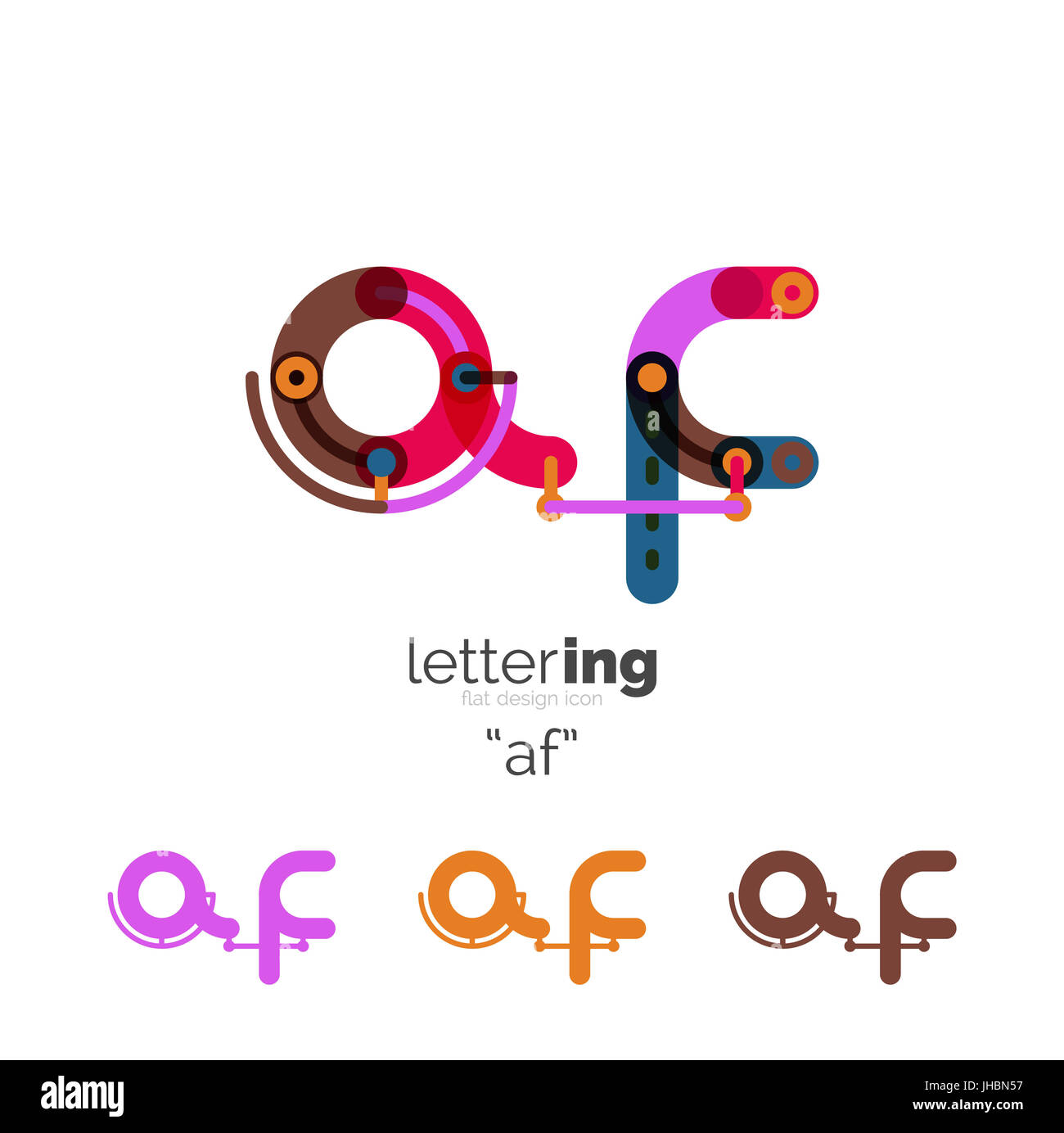 Linear initial letters, logo branding concept, cartoon funny style ...
