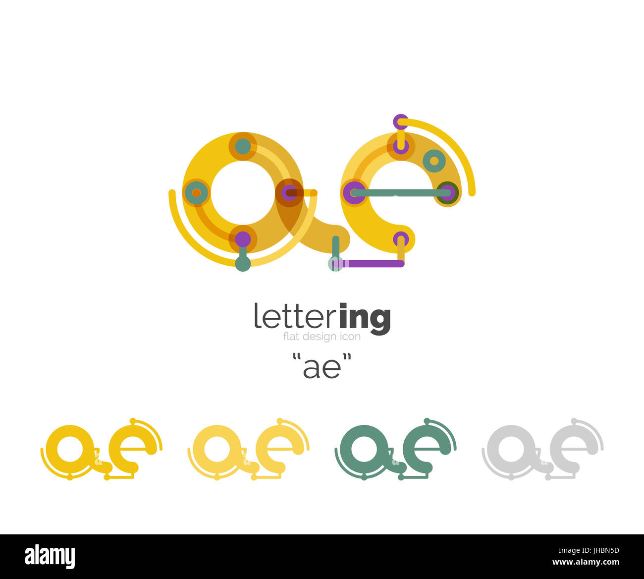 Linear initial letters, logo branding concept, cartoon funny style ...