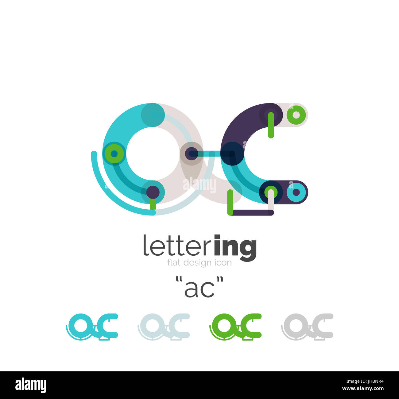 Letter logo line concept isolated on white. Connected color segments ...