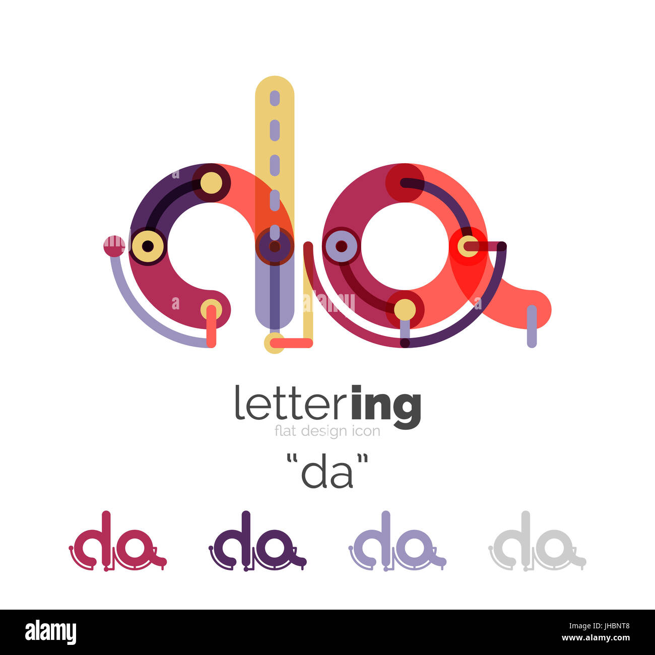 Letter logo line concept isolated on white. Connected color segments ...