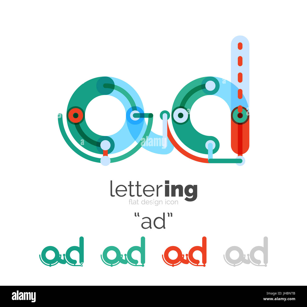 Letter logo line concept isolated on white. Connected color segments ...