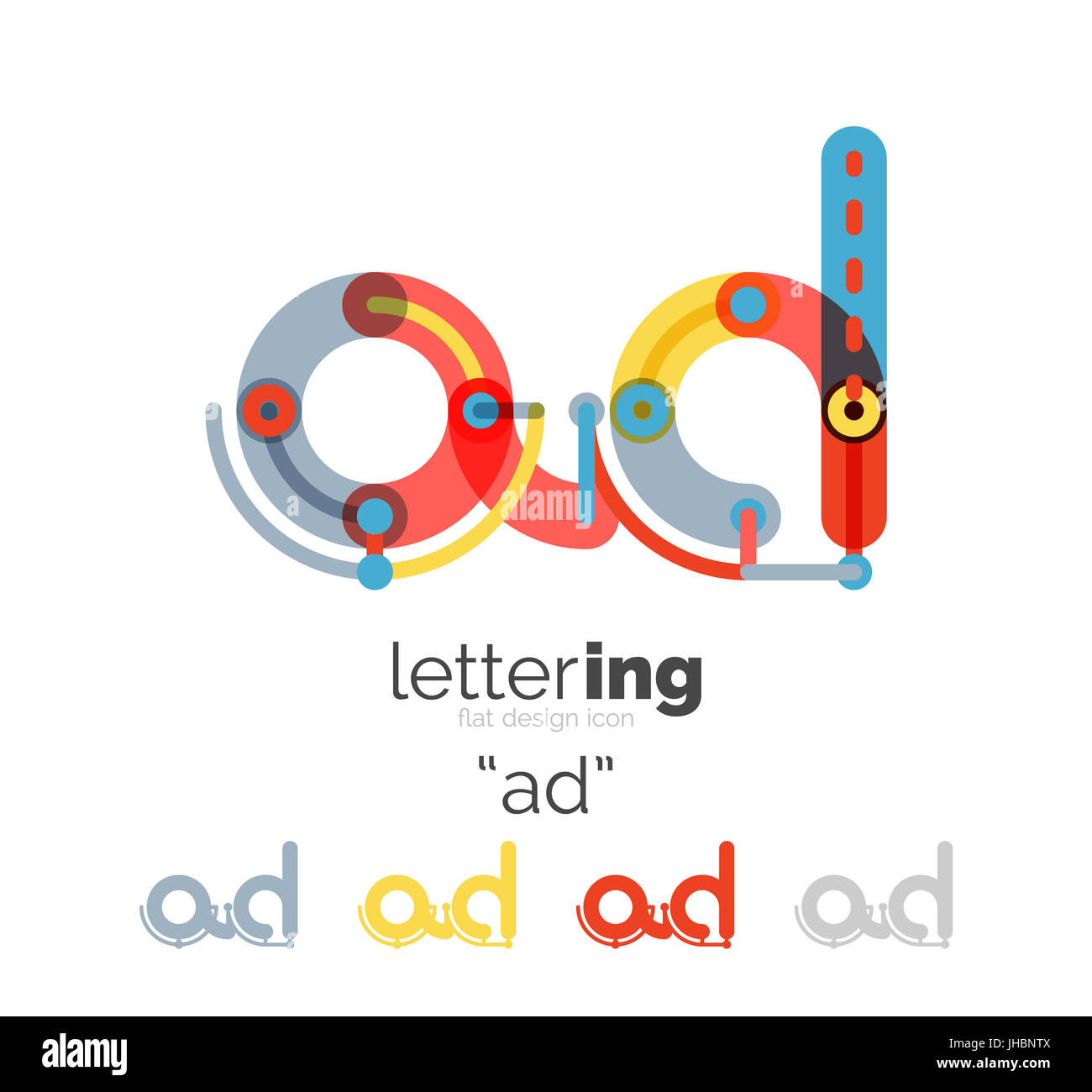 Letter logo line concept isolated on white. Connected color segments ...