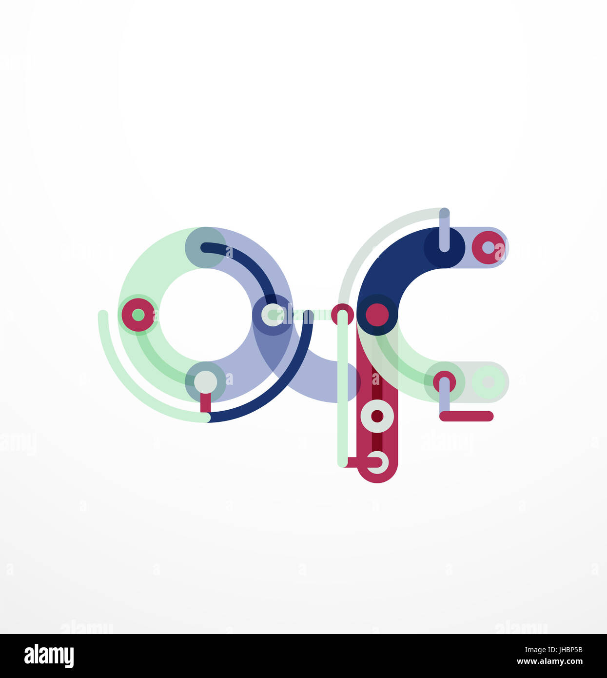 Linear initial letters, logo branding concept, cartoon funny style ...