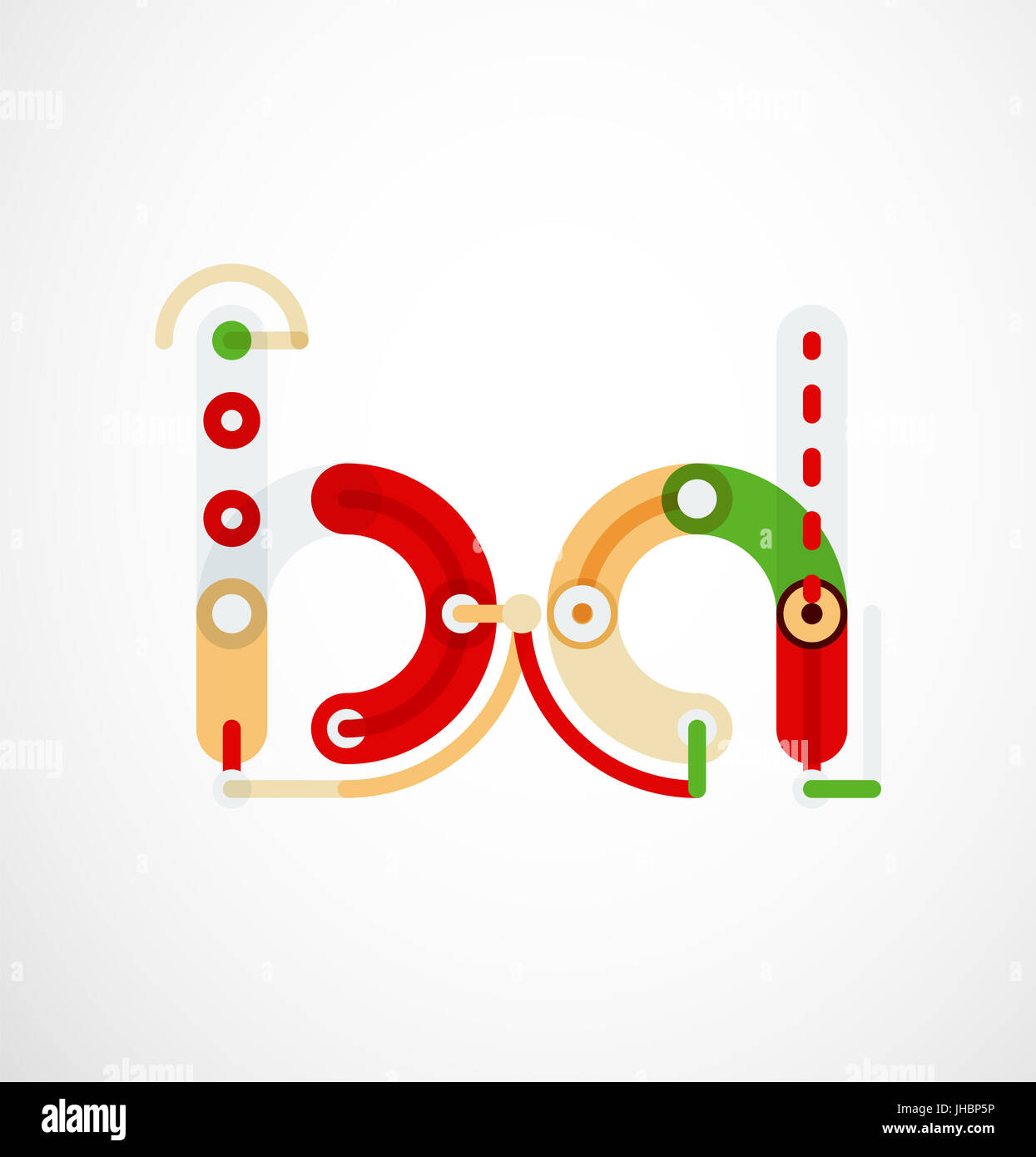 Linear initial letters, logo branding concept, cartoon funny style ...