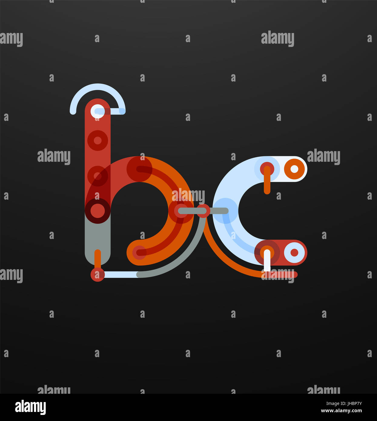 Company branding logo of initial letters on black. Flat cartoon ...