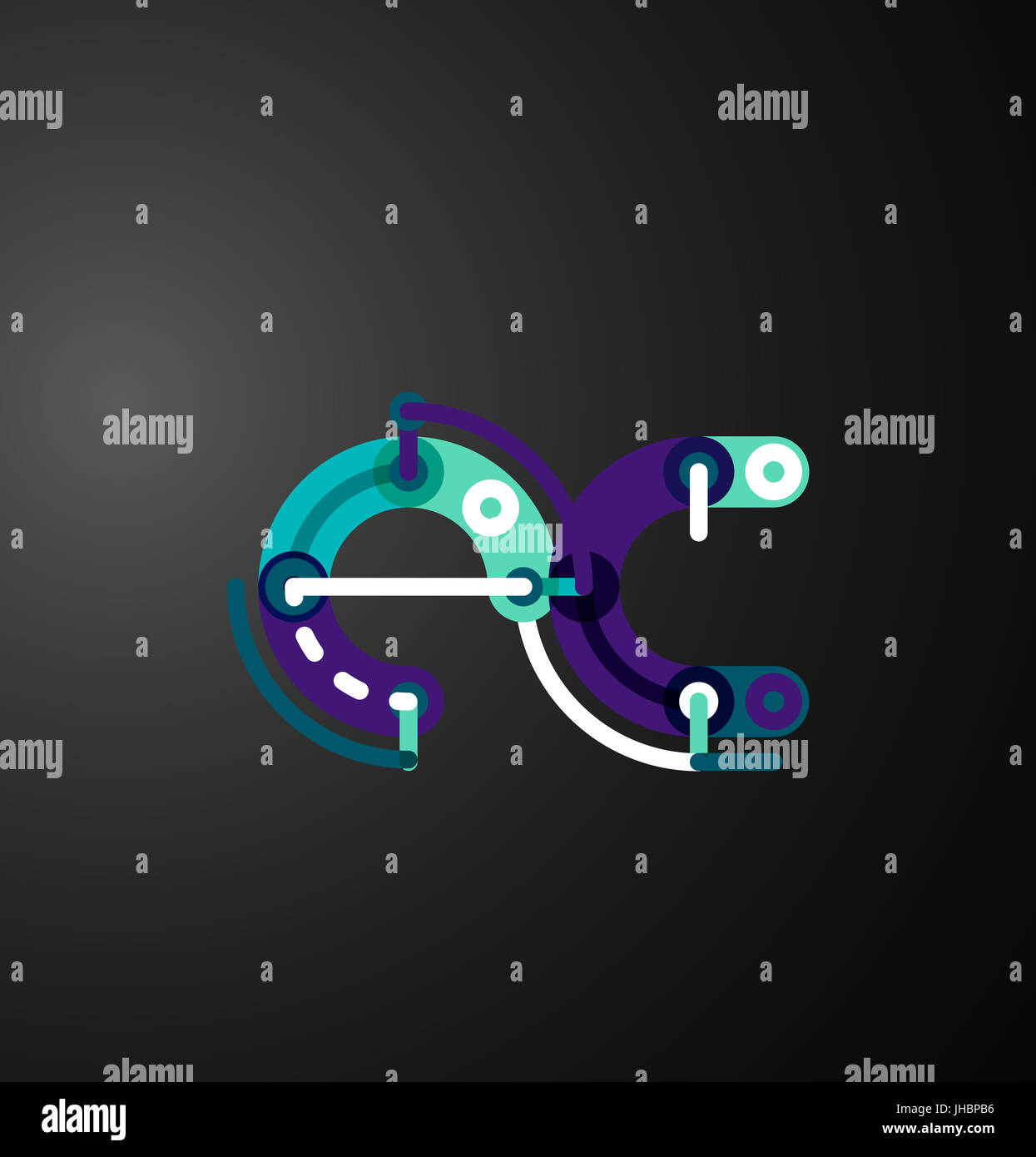 Company branding logo of initial letters on black. Flat cartoon ...