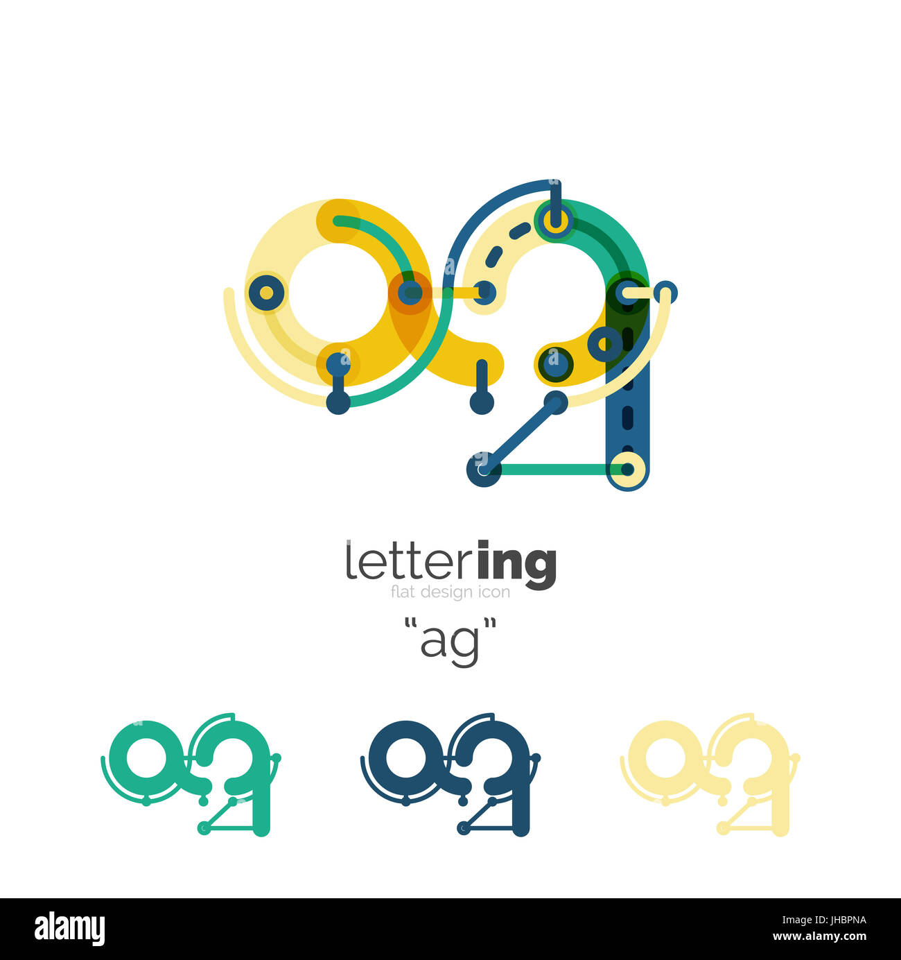 Linear initial letters, logo branding concept, cartoon funny style ...