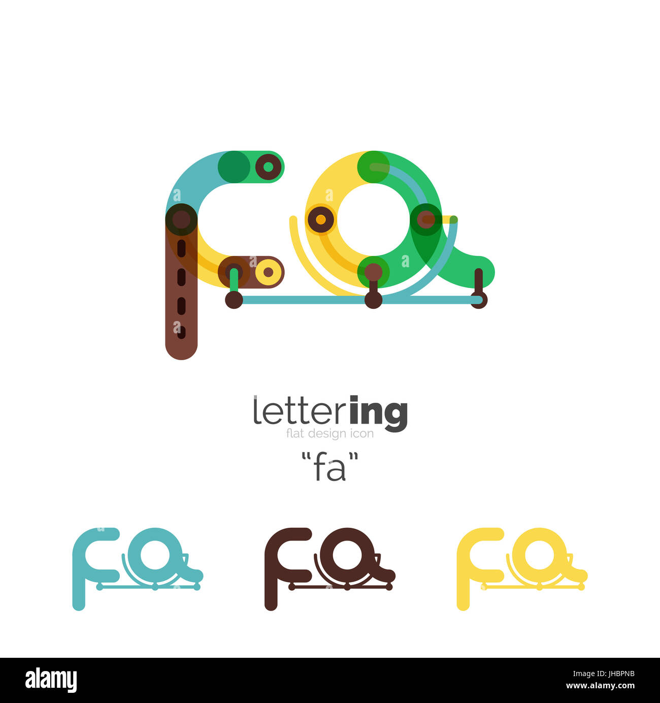 Linear initial letters, logo branding concept, cartoon funny style ...