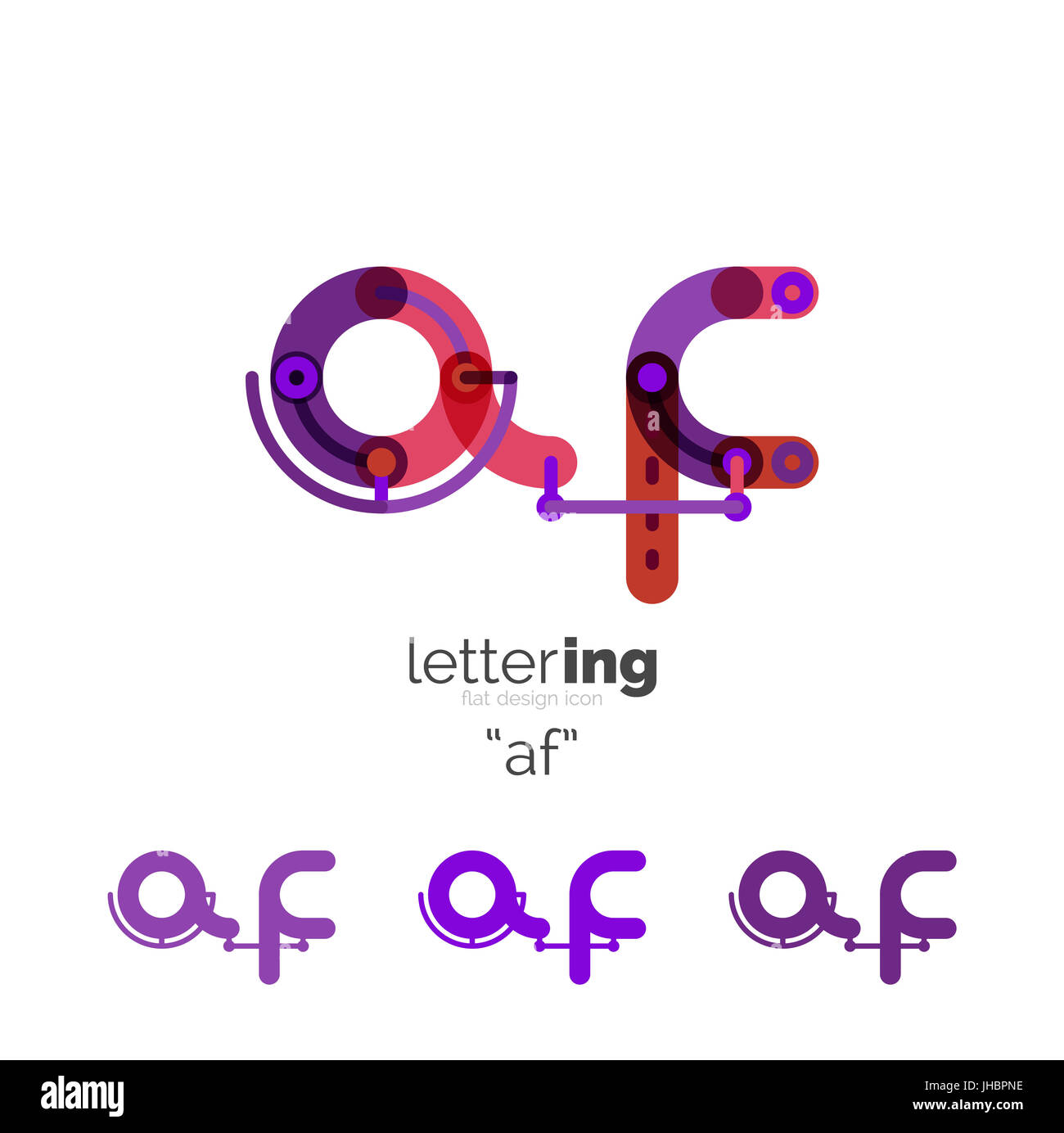 Linear initial letters, logo branding concept, cartoon funny style ...