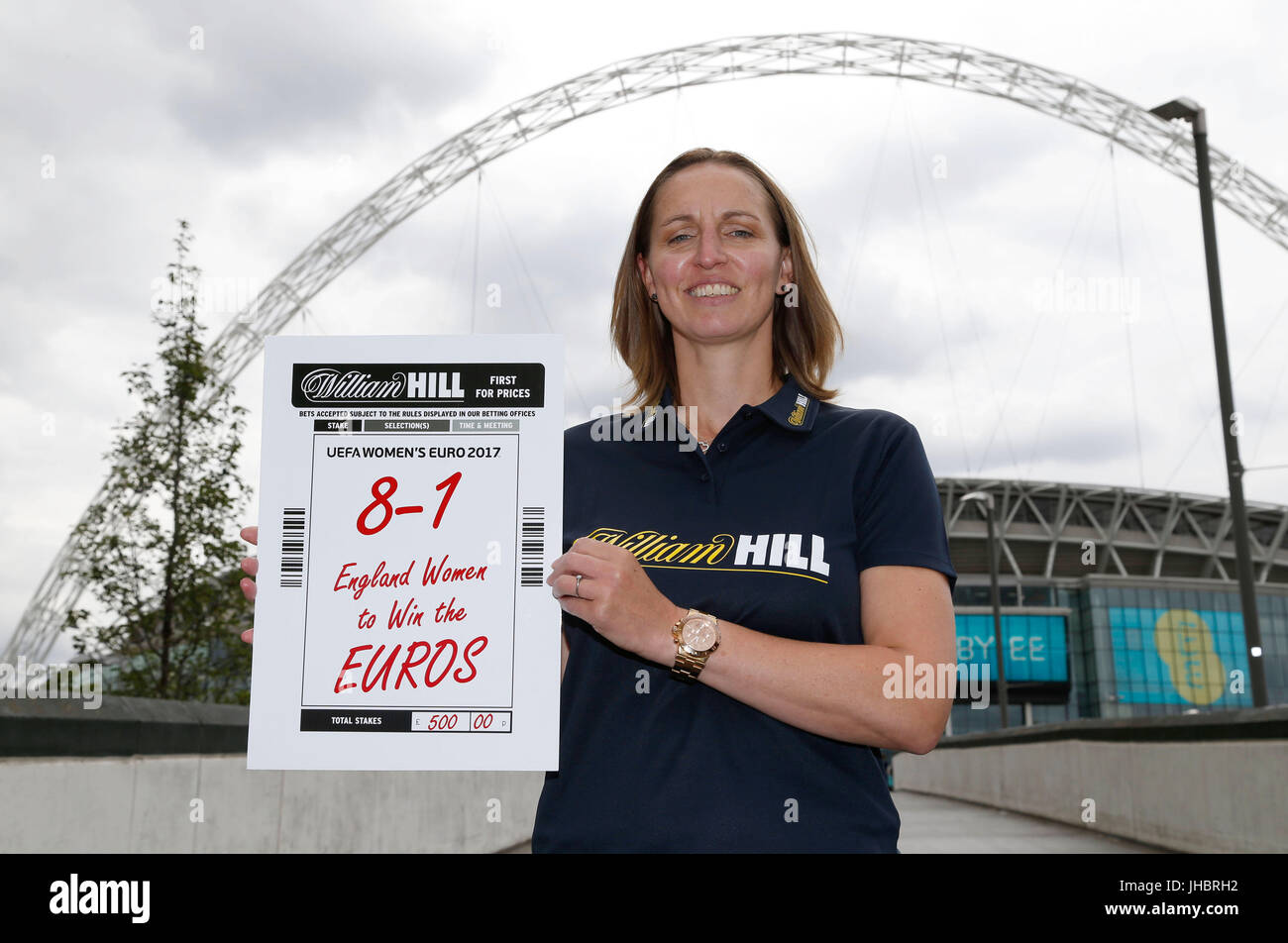 Former England footballer Faye White poses for a picture during a ...
