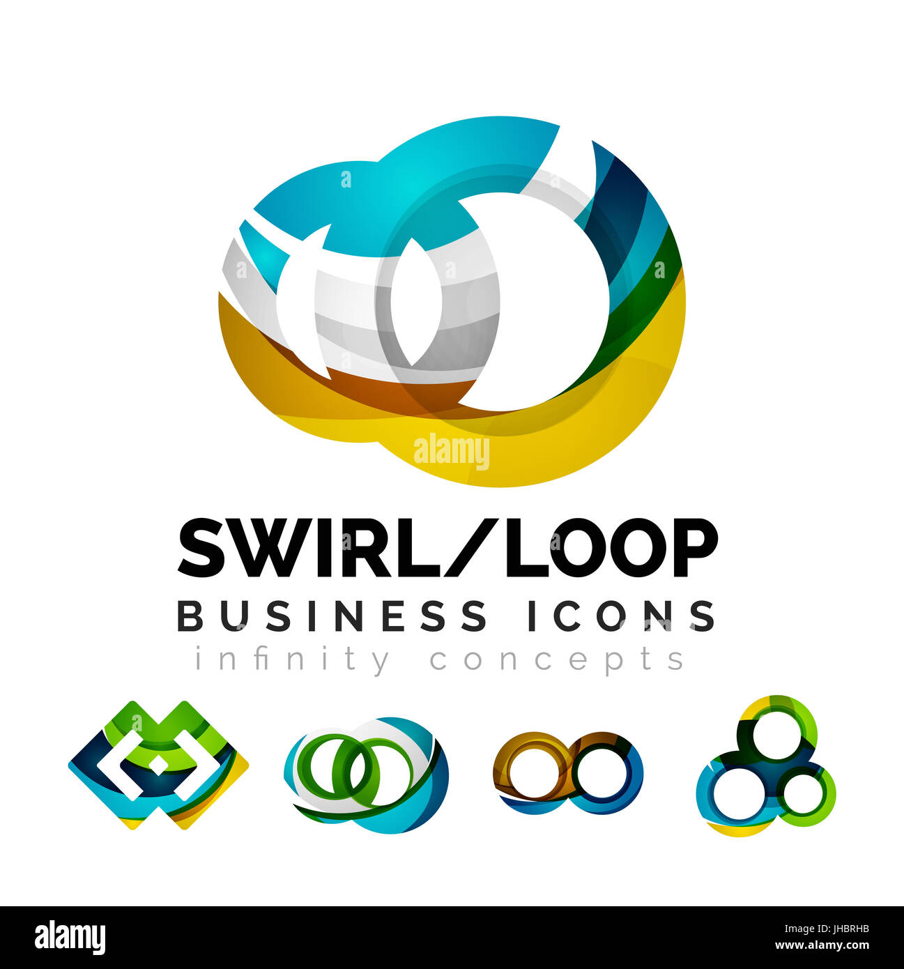 Set of infinity concepts, loop logo designs. Modern color flowing wave ...