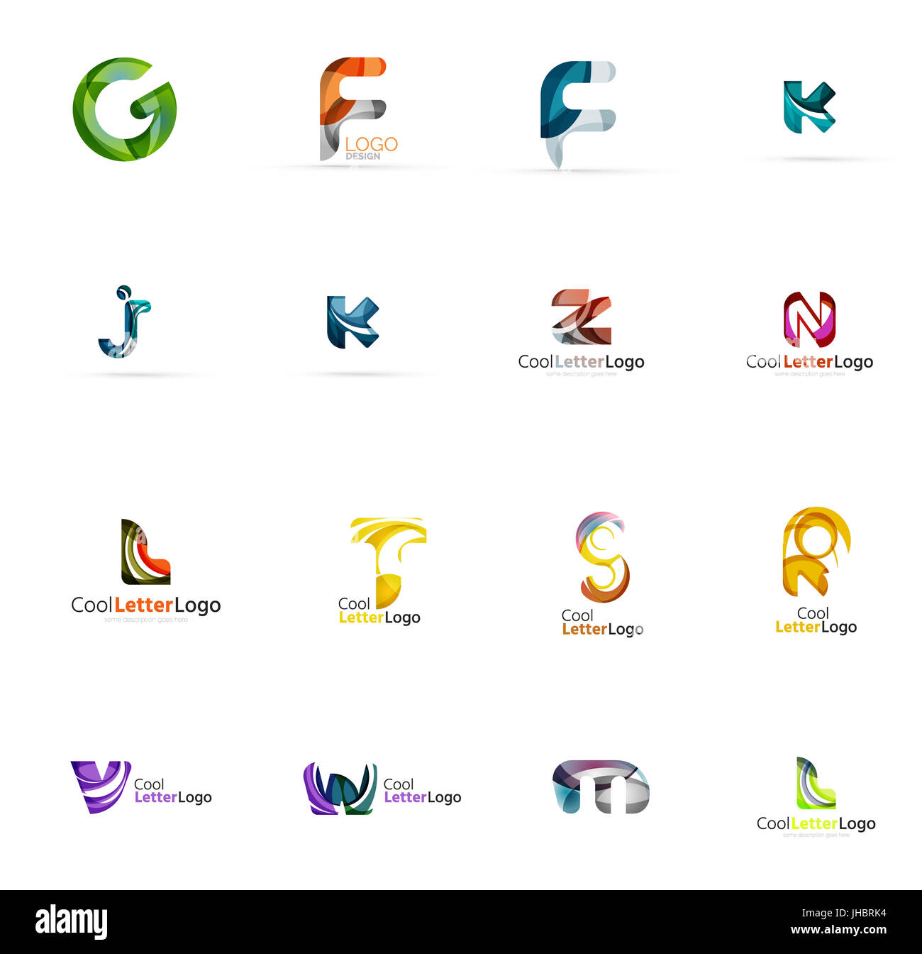 Set of colorful abstract letter corporate logos made of overlapping ...