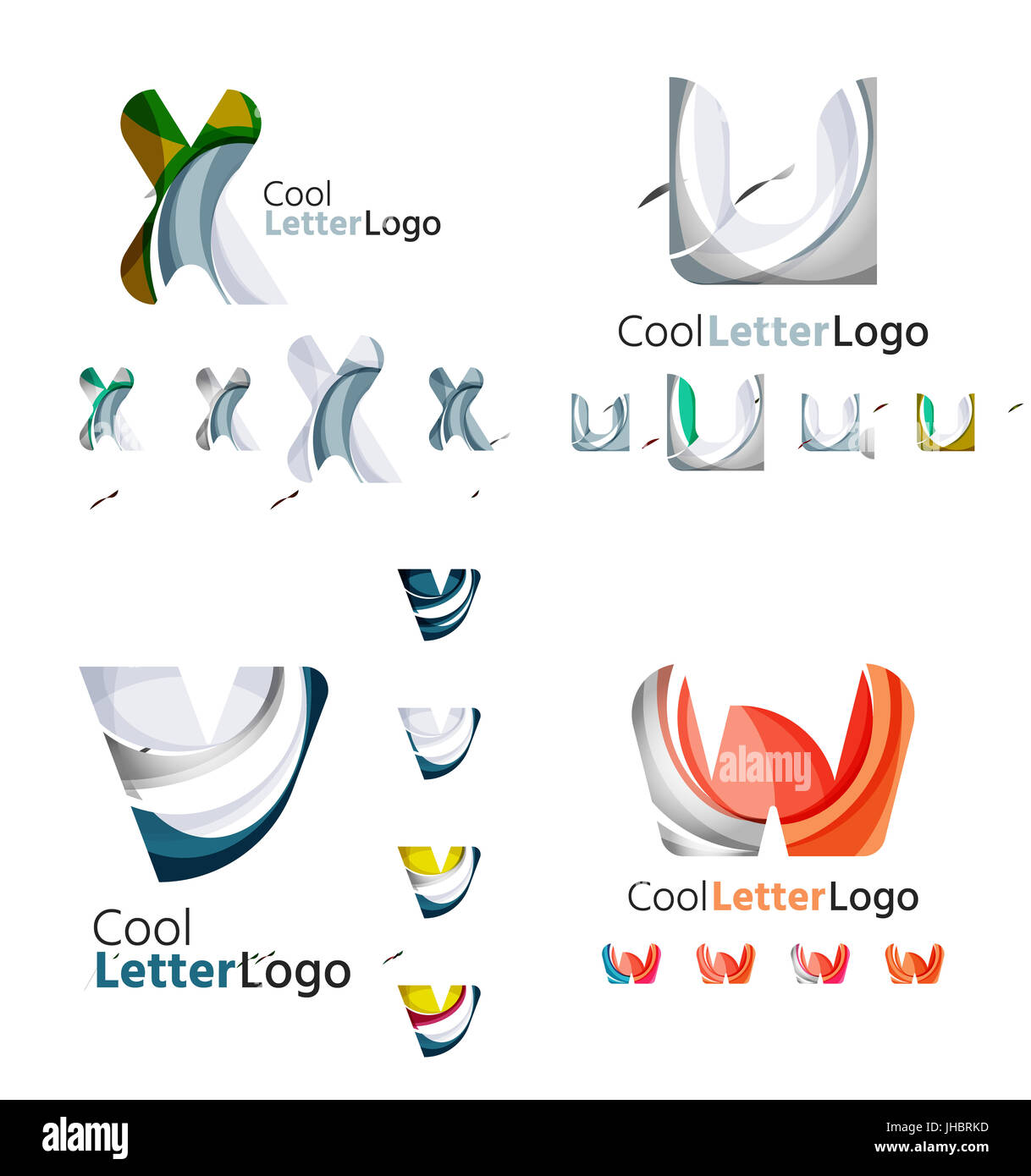 Letter business emblems, icon set. Design made of abstract overlapping ...