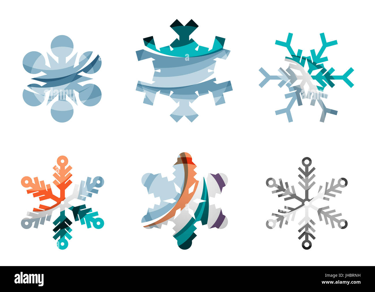 Set of abstract colorful snowflake logo icons, winter concepts, clean ...