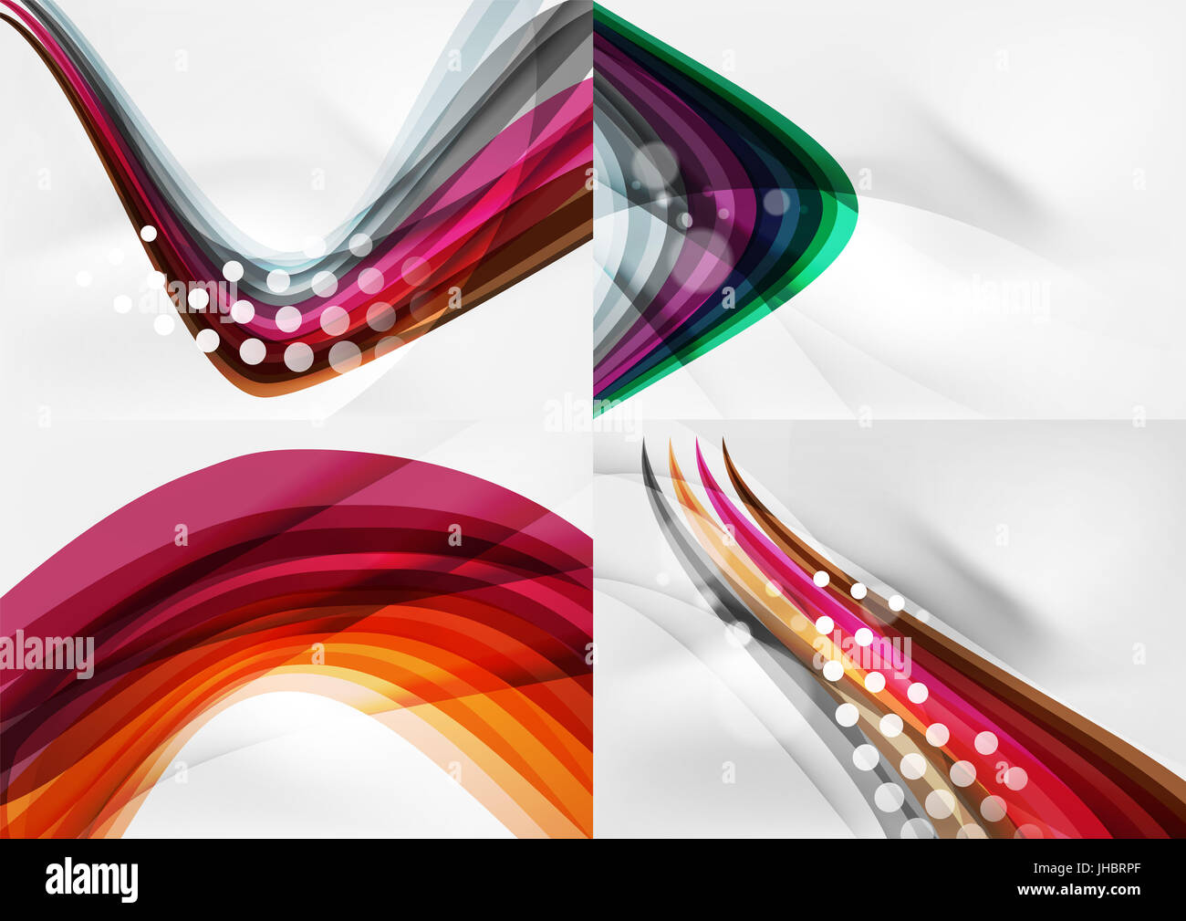 Set of abstract backgrounds. Curve wave lines with light and shadow ...
