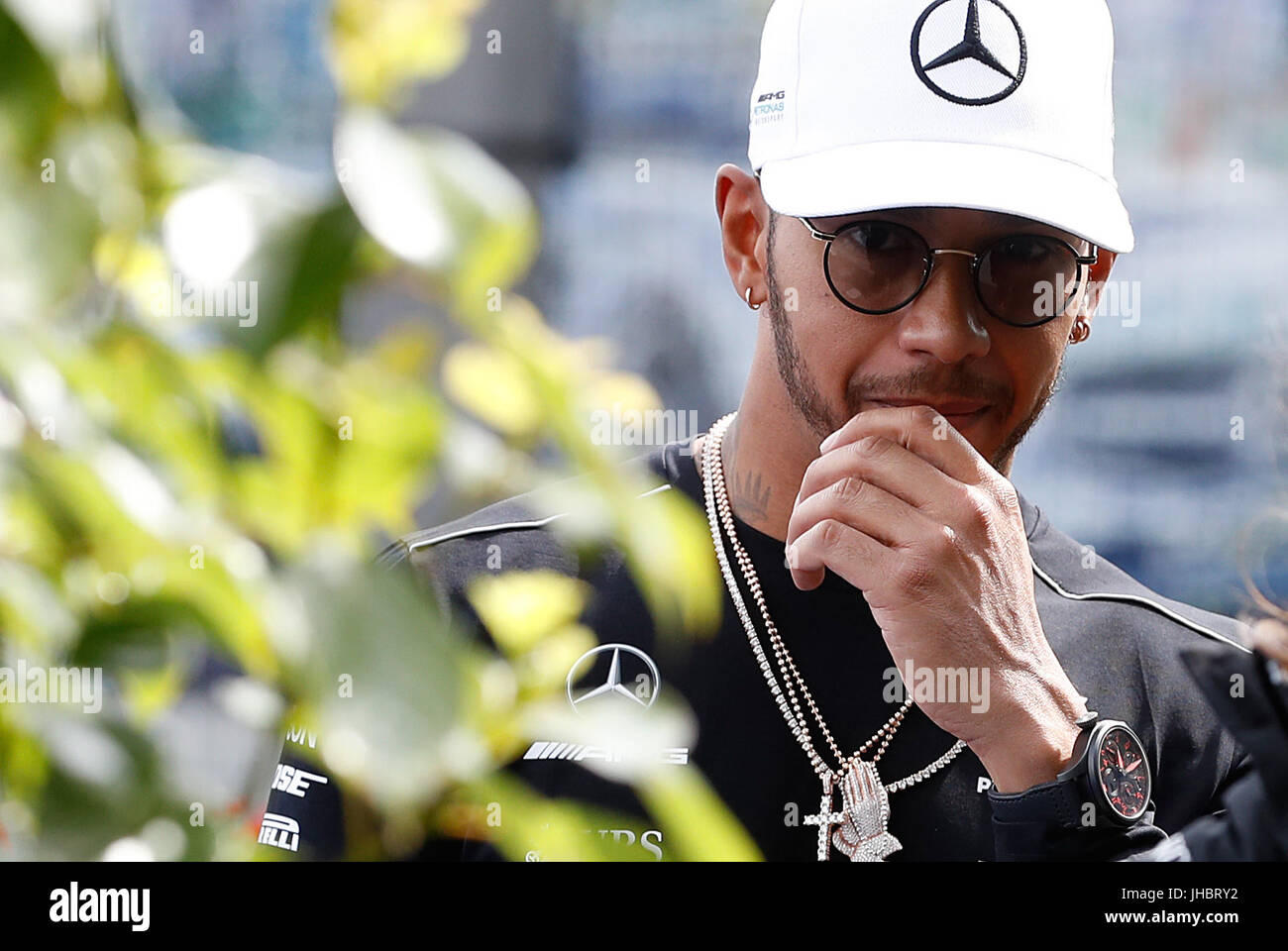 Mercedes' Lewis Hamilton during Paddock Day of the 2017 British Grand ...