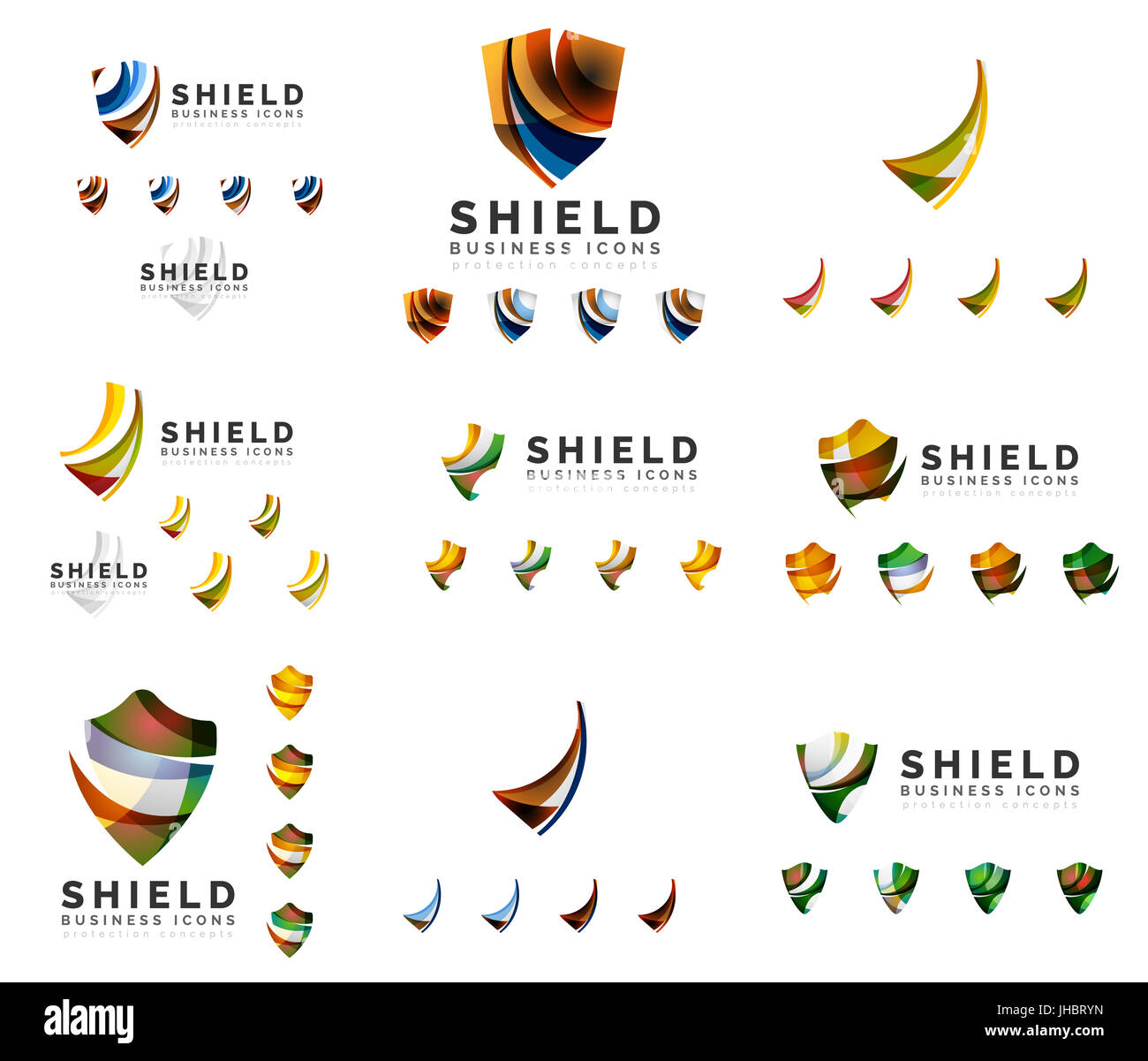 Set of company logotype branding designs, shield protection concept ...