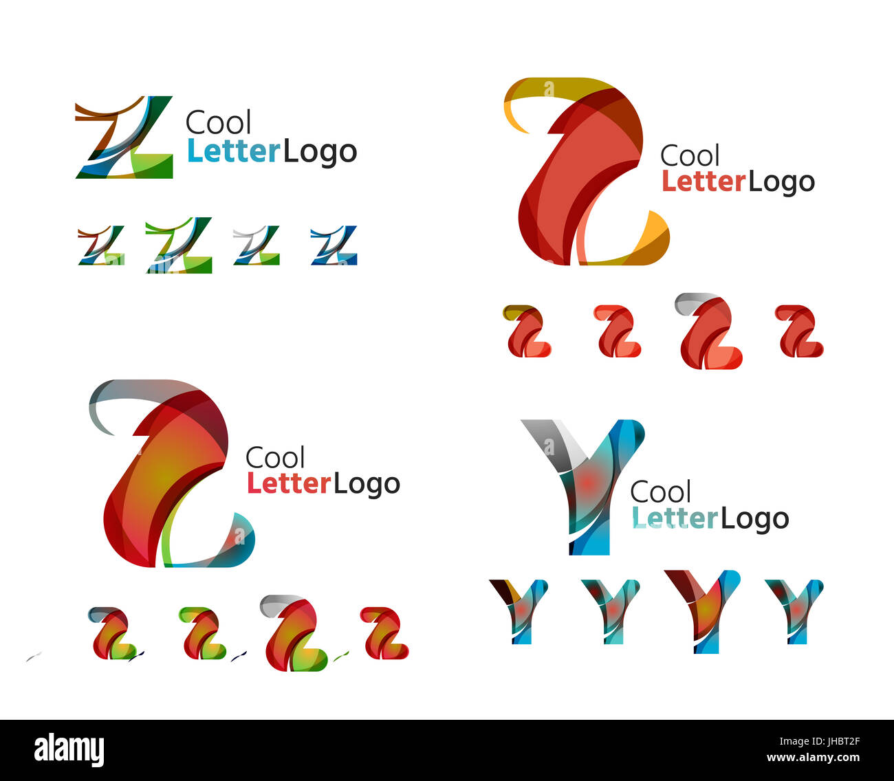 Letter business emblems, icon set. Design made of abstract overlapping ...