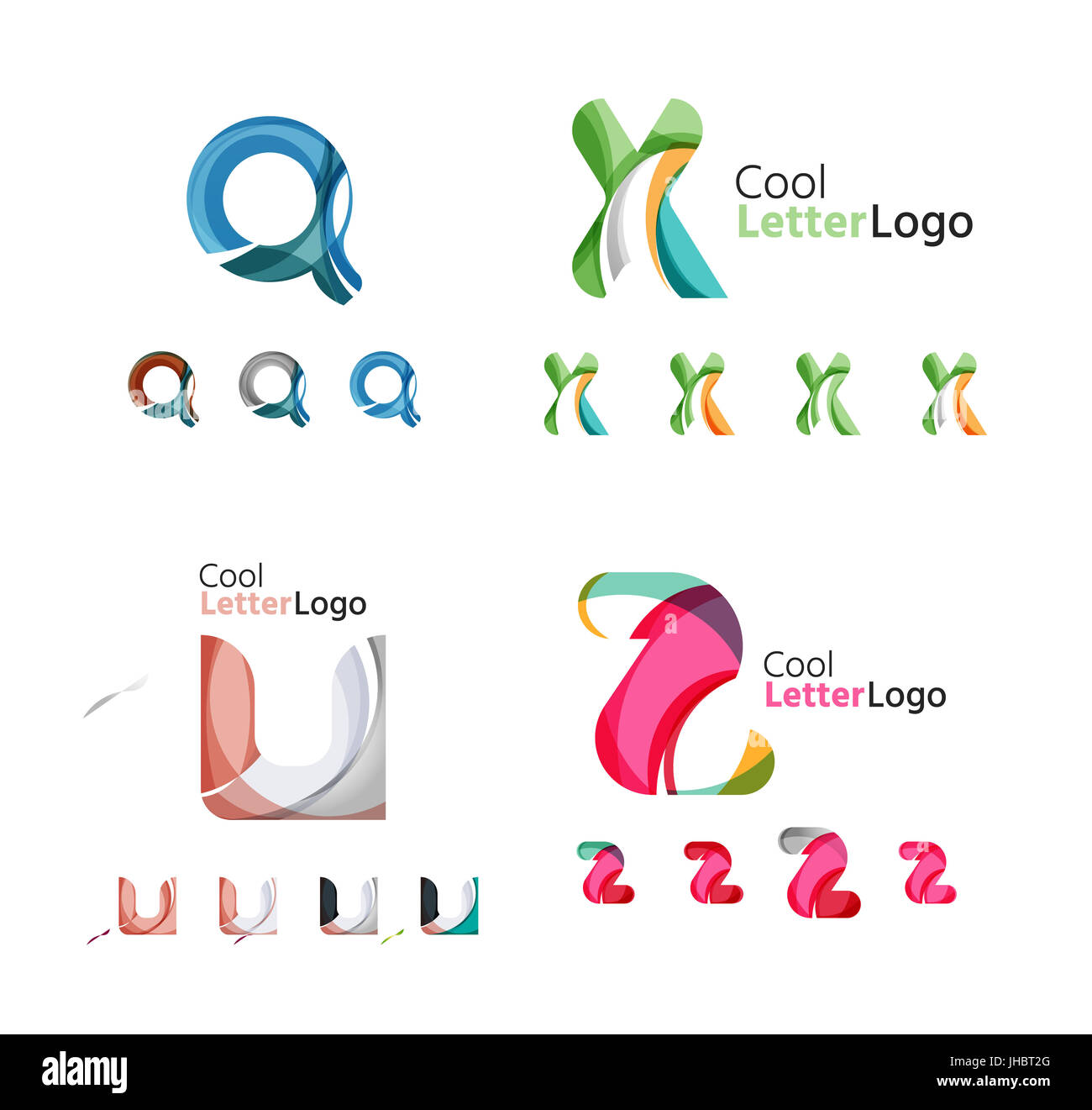 Letter business emblems, icon set. Design made of abstract overlapping ...