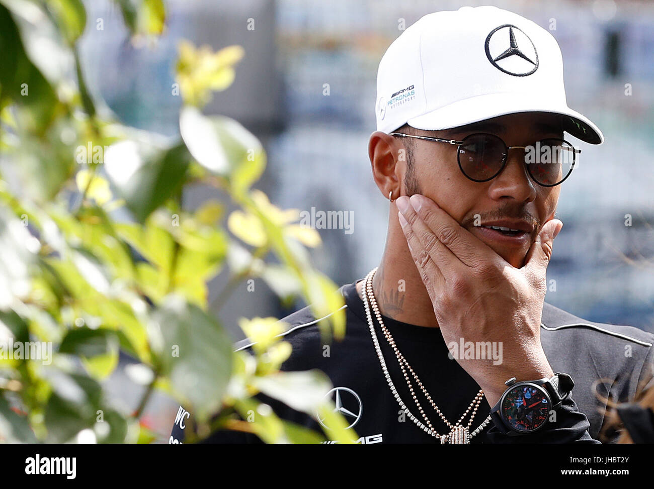 Mercedes' Lewis Hamilton during Paddock Day of the 2017 British Grand ...