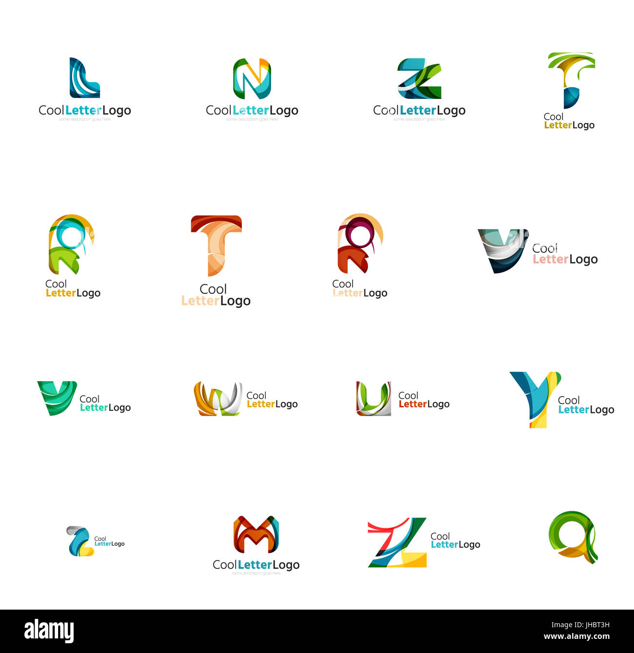 Set of colorful abstract letter corporate logos made of overlapping ...