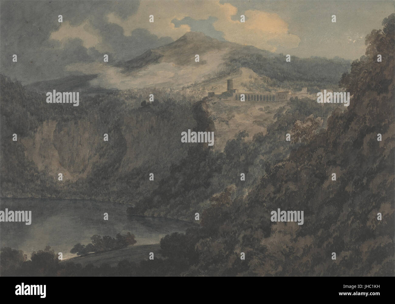 John Robert Cozens - The Lake and Town of Nemi Stock Photo - Alamy