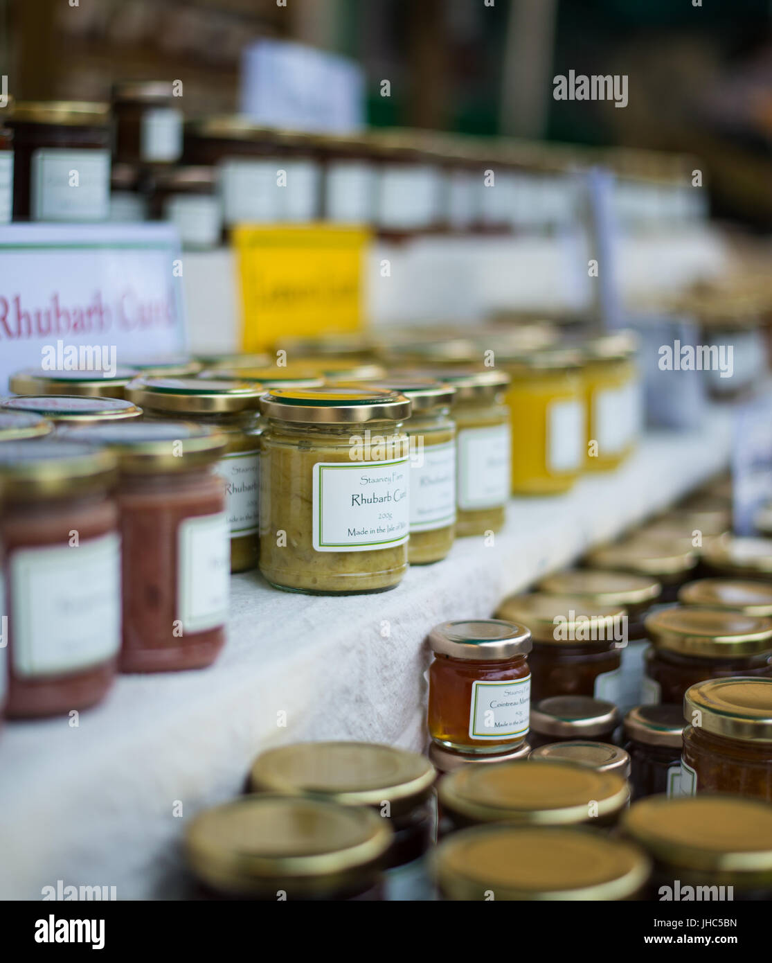 Manx preserves for sale at Isle Of Man food festival Stock Photo - Alamy