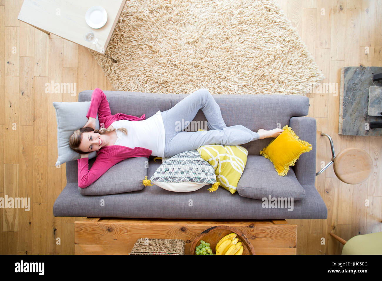 Aerial view of living room hi-res stock photography and images - Alamy