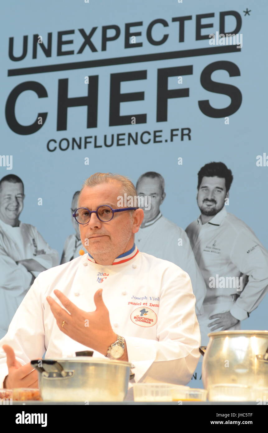 French Chef Joseph Viola delivers public cooking lesson, Lyon (France ...