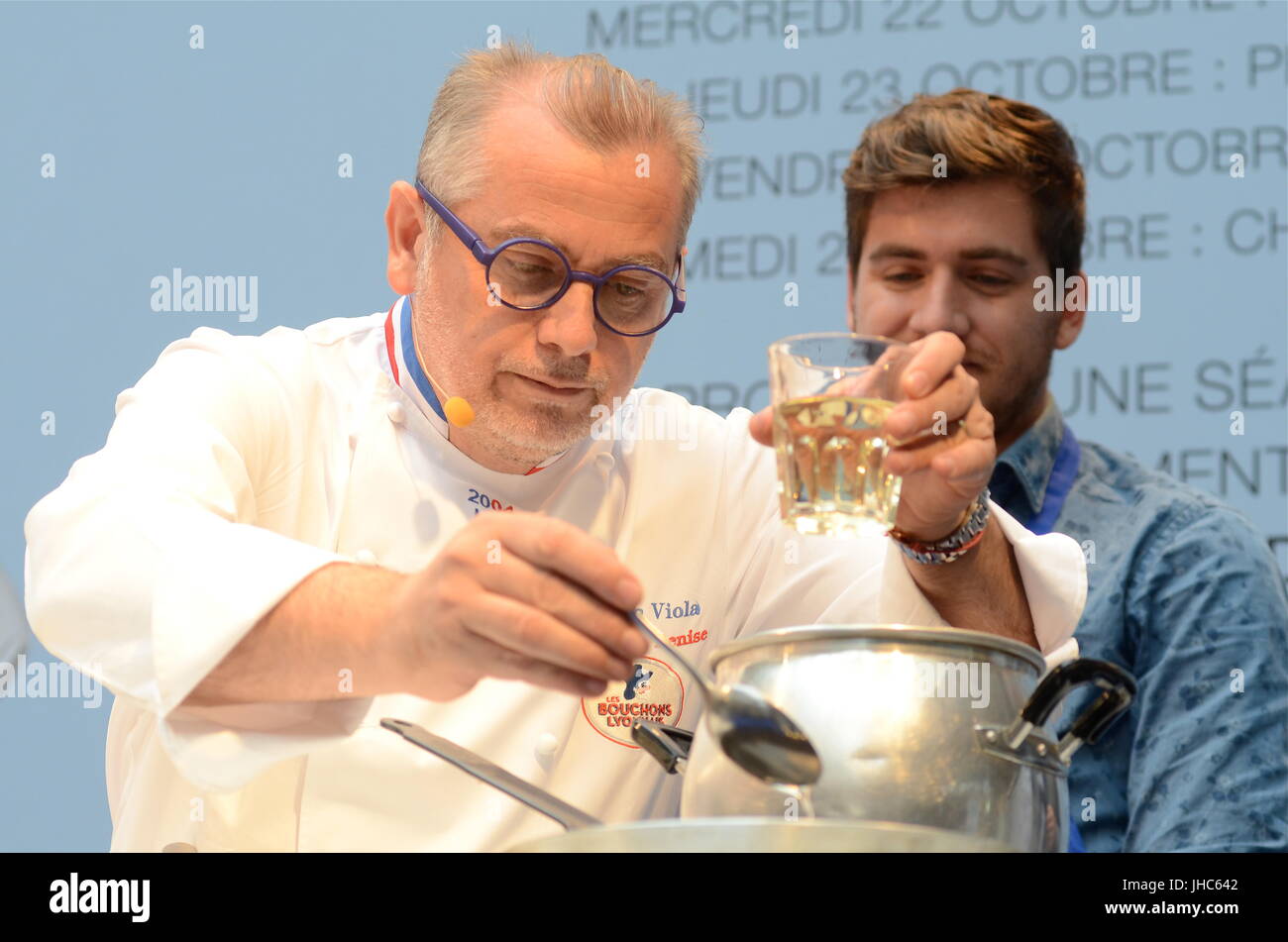 French Chef Joseph Viola delivers public cooking lesson, Lyon (France ...