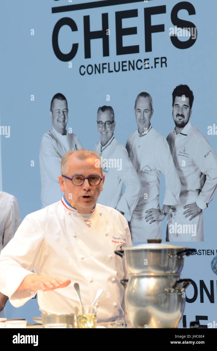 French Chef Joseph Viola delivers public cooking lesson, Lyon (France ...