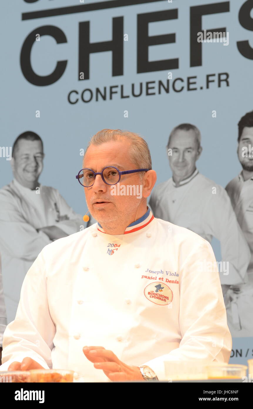 French Chef Joseph Viola delivers public cooking lesson, Lyon (France ...