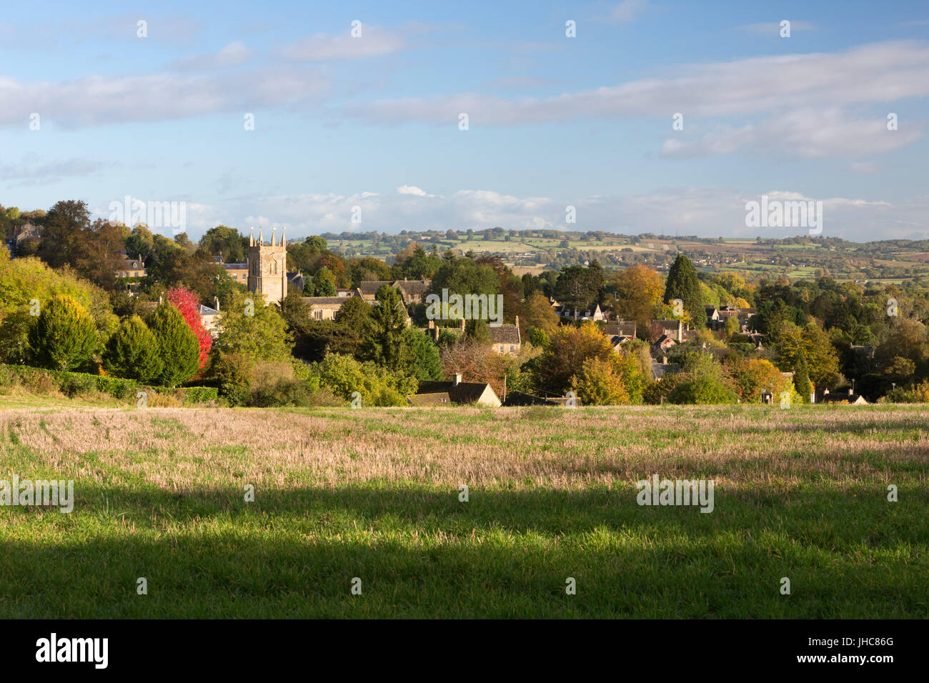 View over Cotswold village of Blockley, Blockley, Cotswolds ...