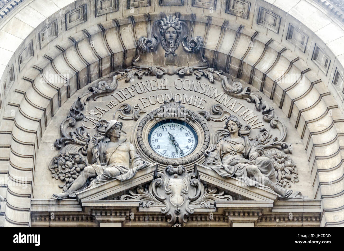 BUCHAREST, ROMANIA - MAY 25, 2014: The CEC Palace. Palatul CEC ...